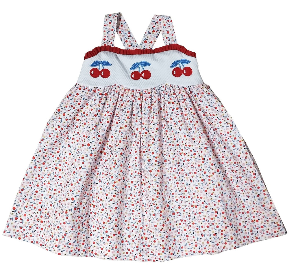 Girl's "Cherries" Applique Sundress