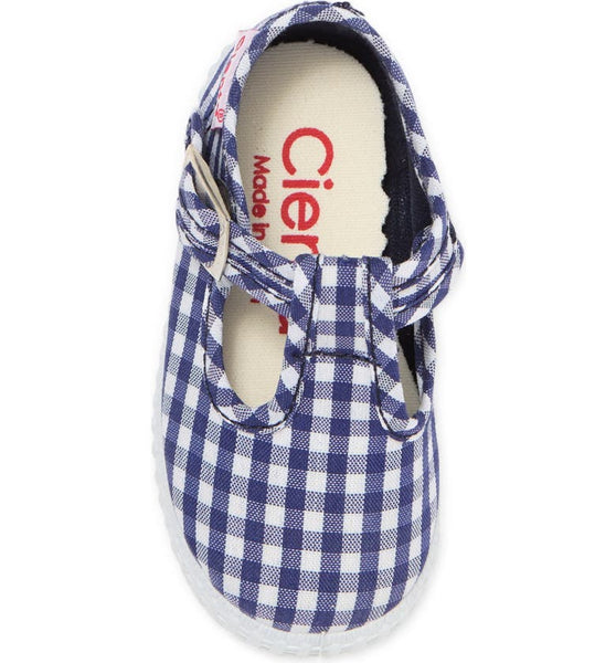 Cienta Navy Gingham Canvas Kids Shoes – Little Threads Inc. Children's ...