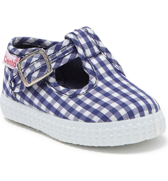 Cienta Navy Gingham Canvas Kids Shoes – Little Threads Inc. Children's ...