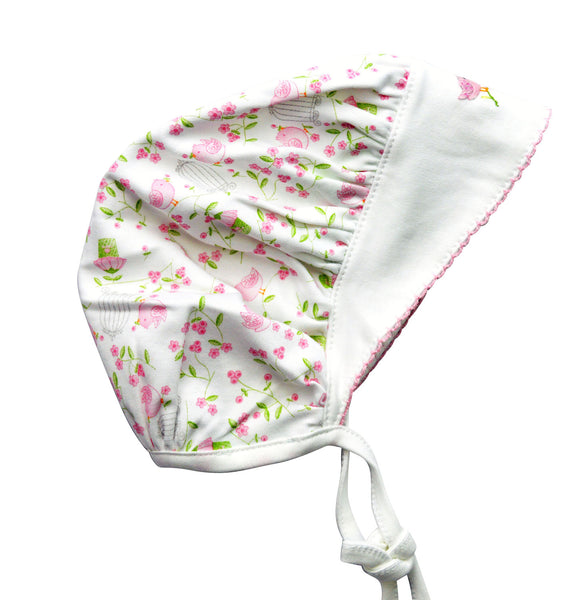 Birdcage and birds print baby girl Bonnet - 100% Cotton - Marco & Lizzy ...